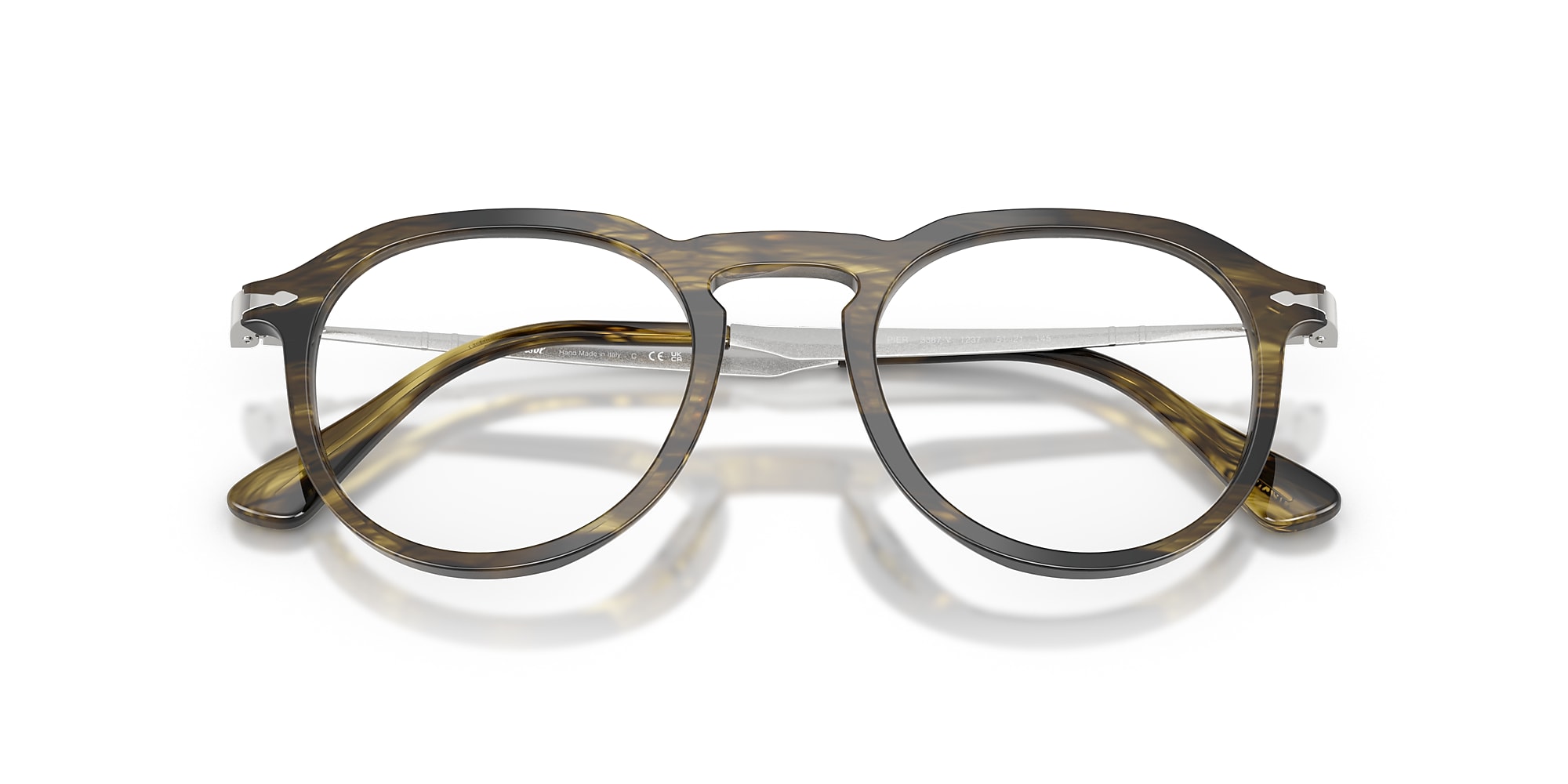 Persol PO3387V - Pier Eyeglasses in Striped Black & Olive Green | Persol® Persol International