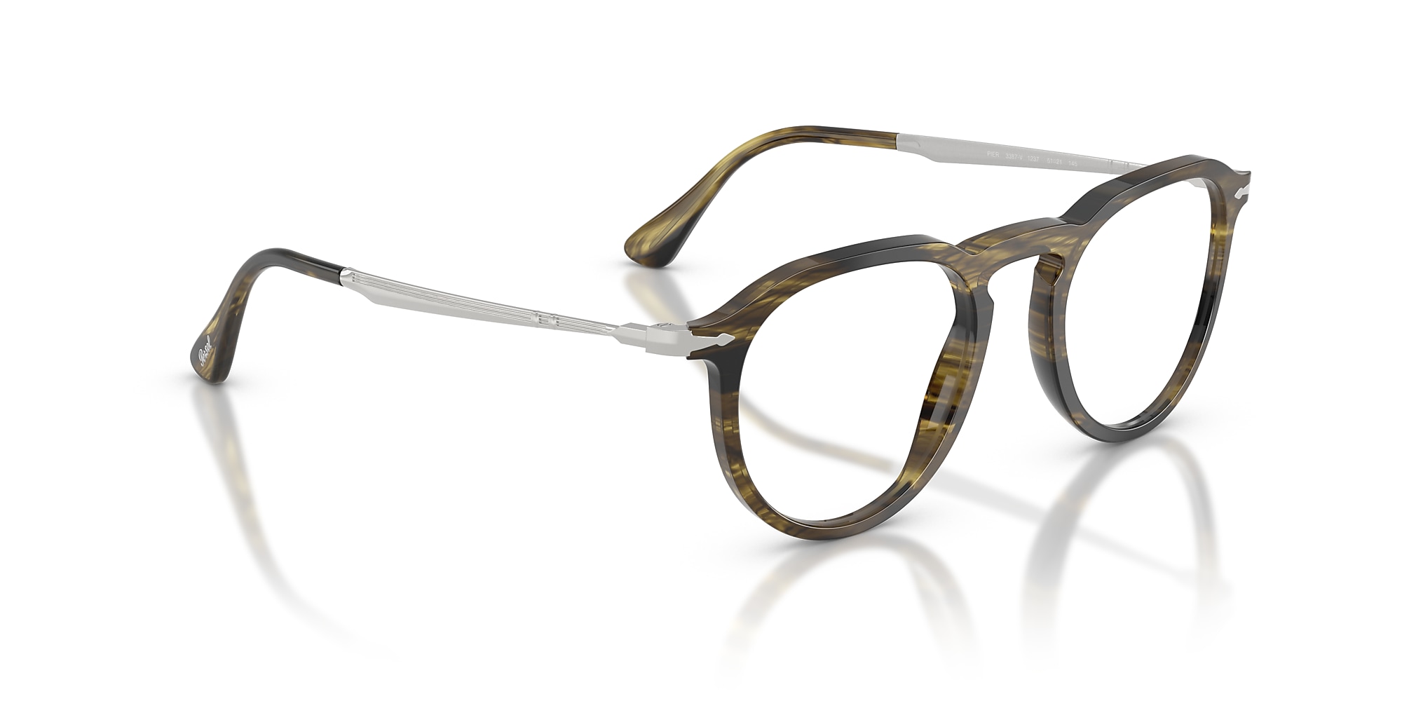 Persol PO3387V - Pier Eyeglasses in Striped Black & Olive Green | Persol® Persol USA